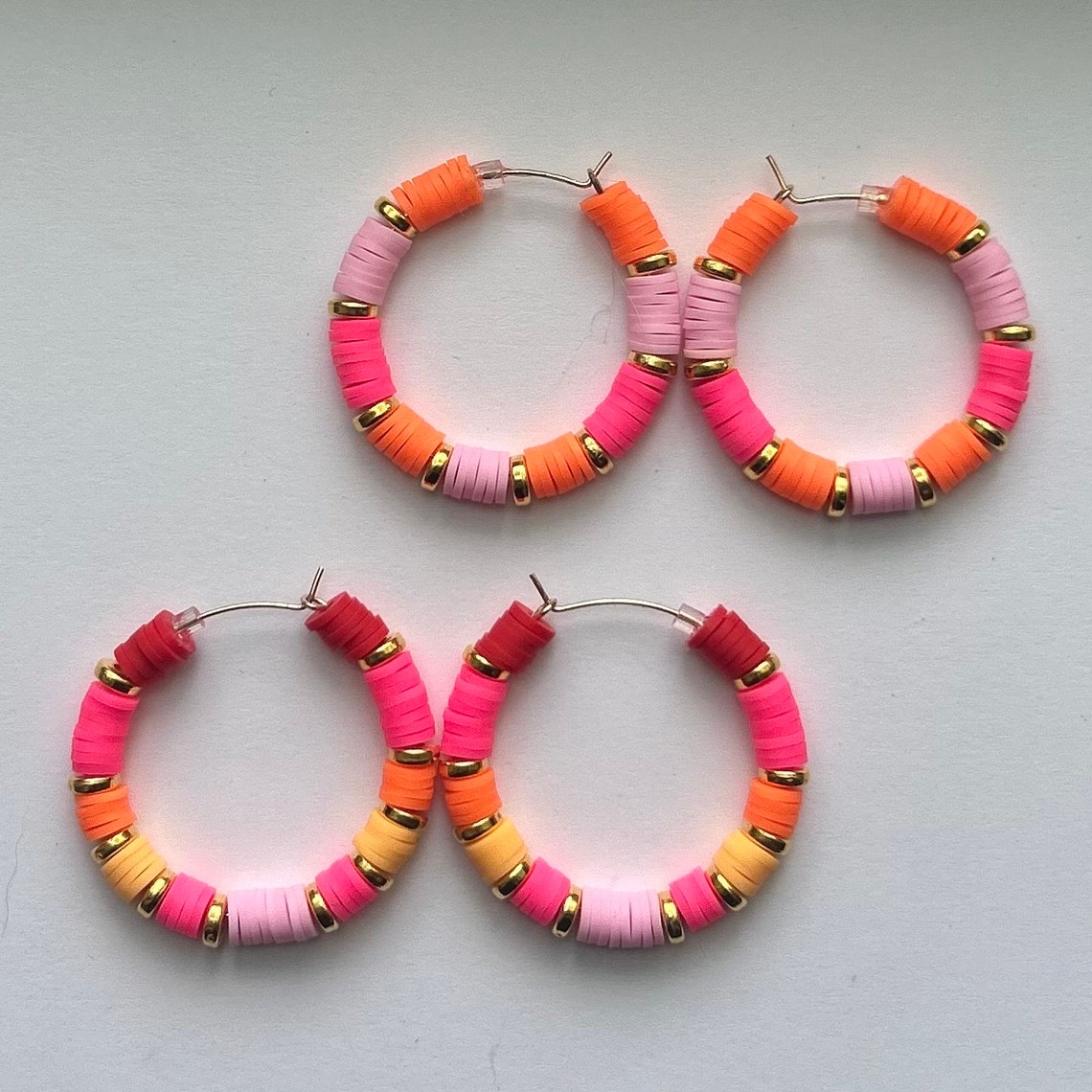 Heishi Bead Hoop Earrings Large Custom Colors Large Colorful Hoop ...
