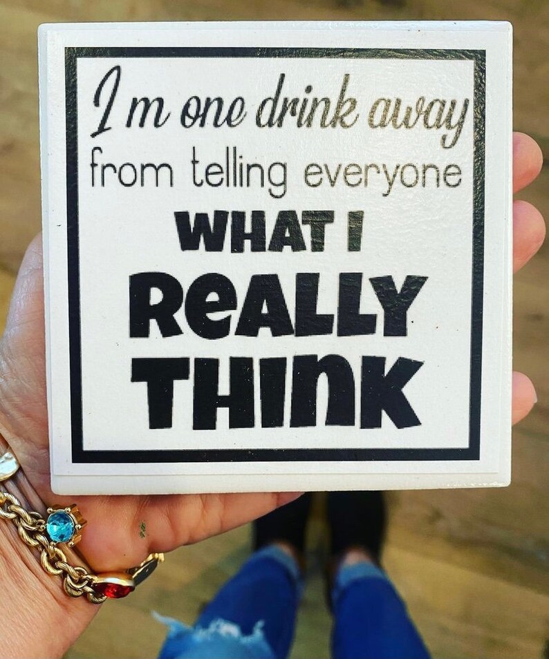 Funny Drink Coasters Tile Coasters for Happy Hour, Cocktail Hour and ...