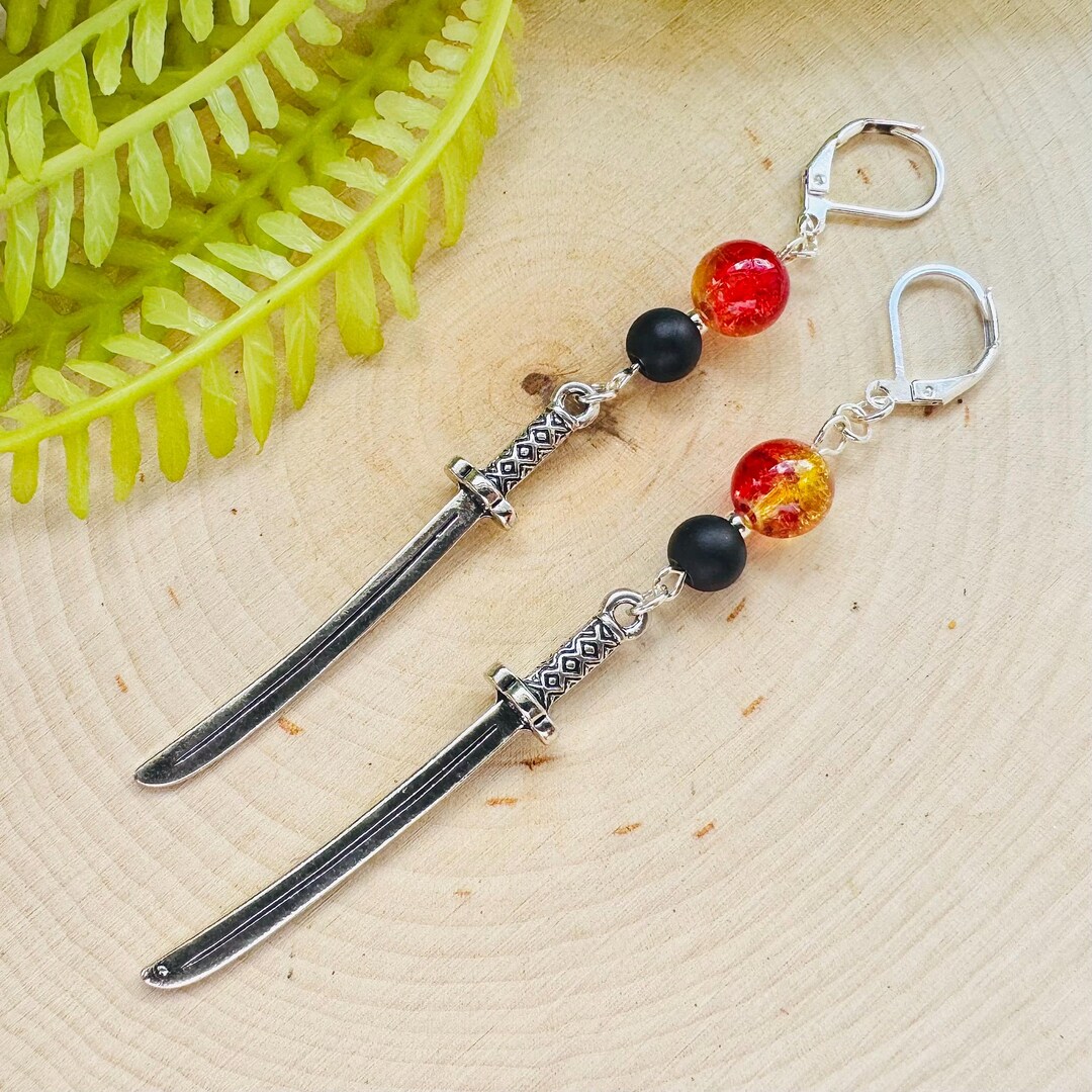 Demon Slayer Rengoku Katana Earrings - Sword Earrings / Anime Jewelry ...