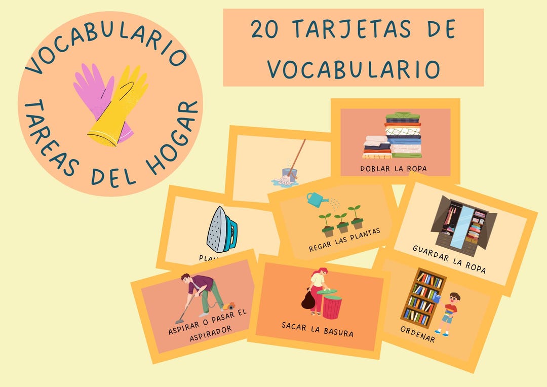 Printable Spanish Vocabulary – Chores & Housework – Flashcards + Poster ...