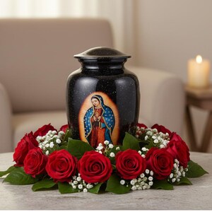 Hand-painted Our Lady of Guadalupe Cremation Urn - Adult Religious ...
