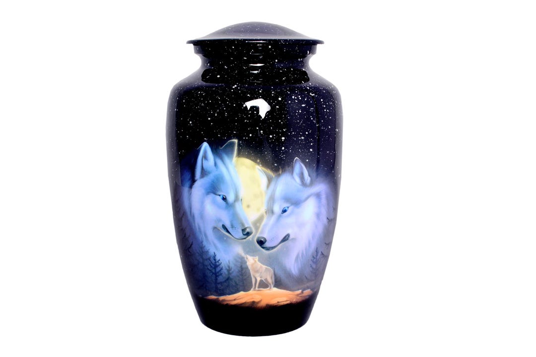 Wolf Family Cremation Urn: Adult Funeral Memorial With Velvet Bag - Etsy