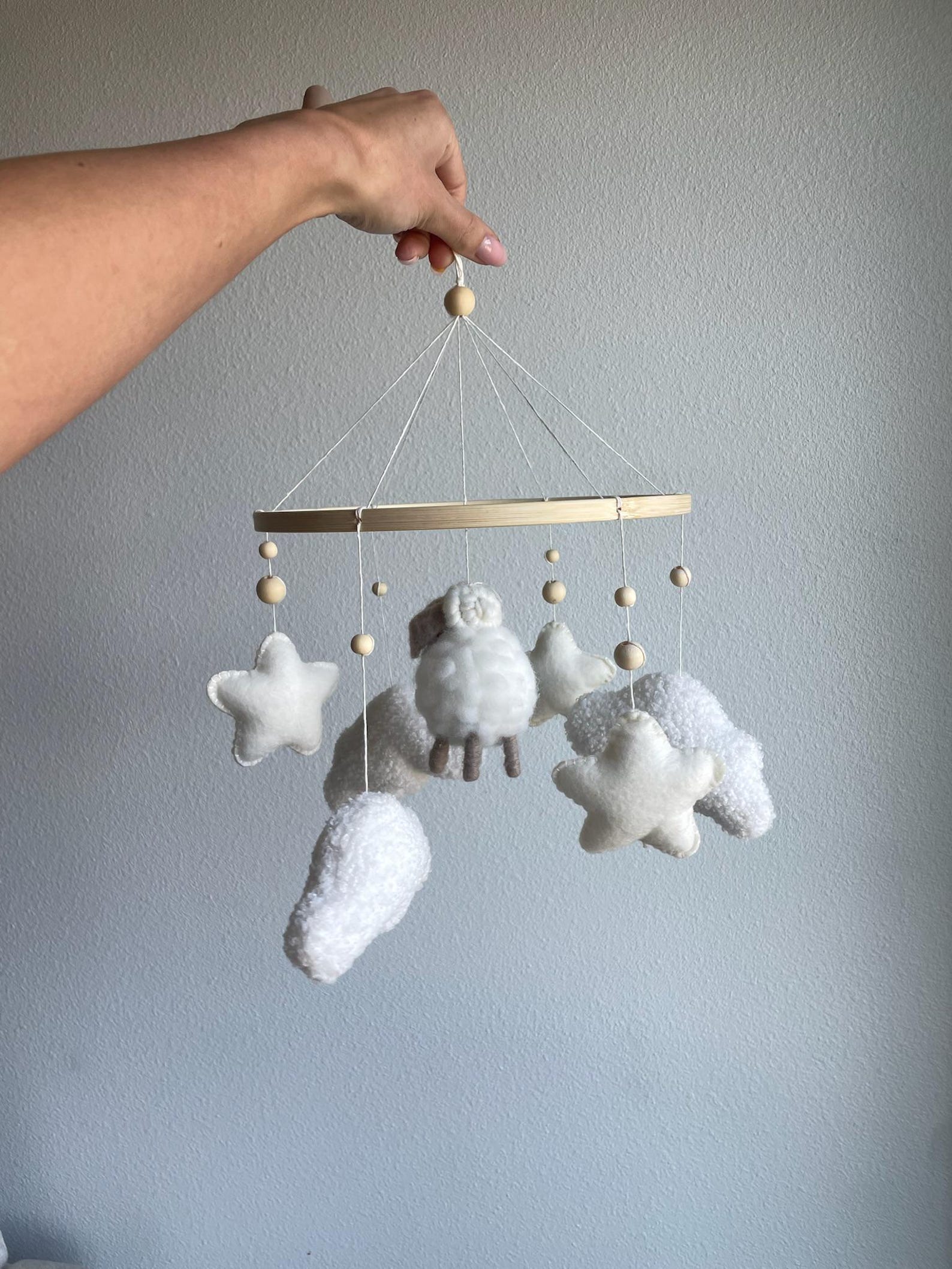 Neutral Baby Mobile With Sheep & Clouds | Crib Mobile Nursery Decor for ...