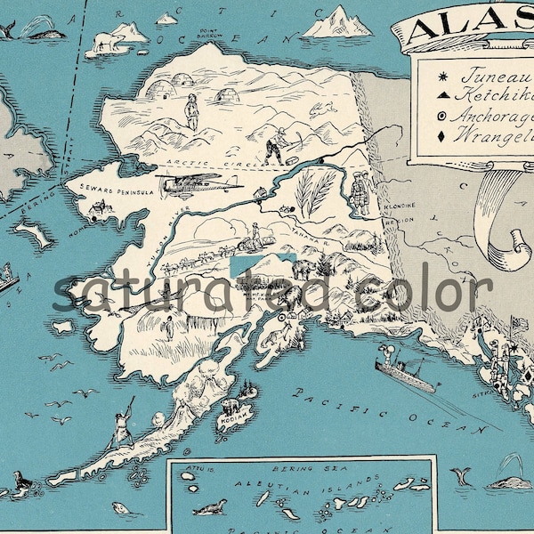 Alaska Map Printable - Etsy