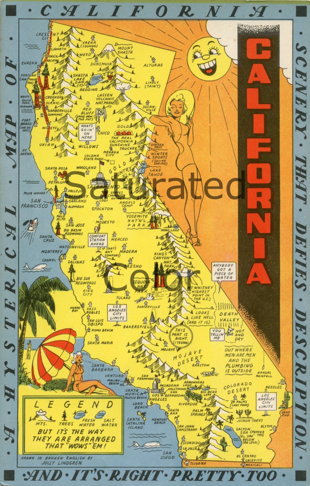 VINTAGE California Picture Map - High Res Digital Image - Printable ...