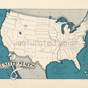 UNITED STATES MAP - High Res Digital Image - Retro U. S. Picture Map to ...