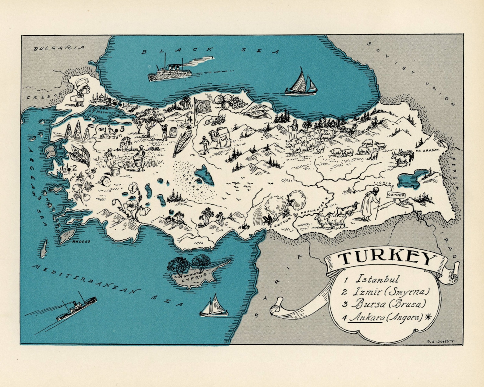 TURKEY Map Digital Download Vintage Picture Map - DIY Print & Frame ...