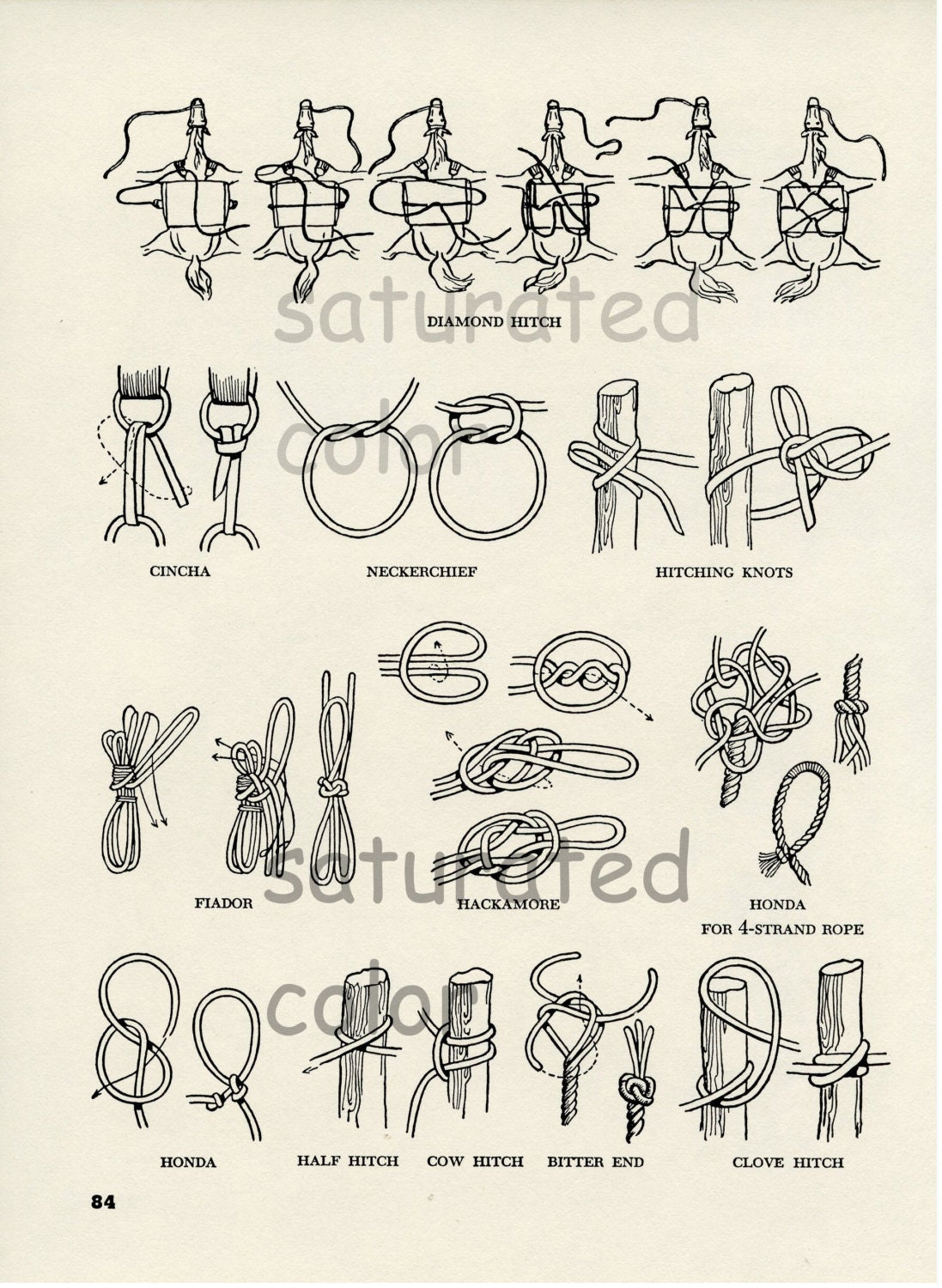 Vintage Cowboy Roper's Knots - DIGITAL IMAGE DOWNLOAD - 1950s Original ...