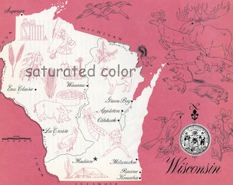 Wisconsin Fun Map | Etsy