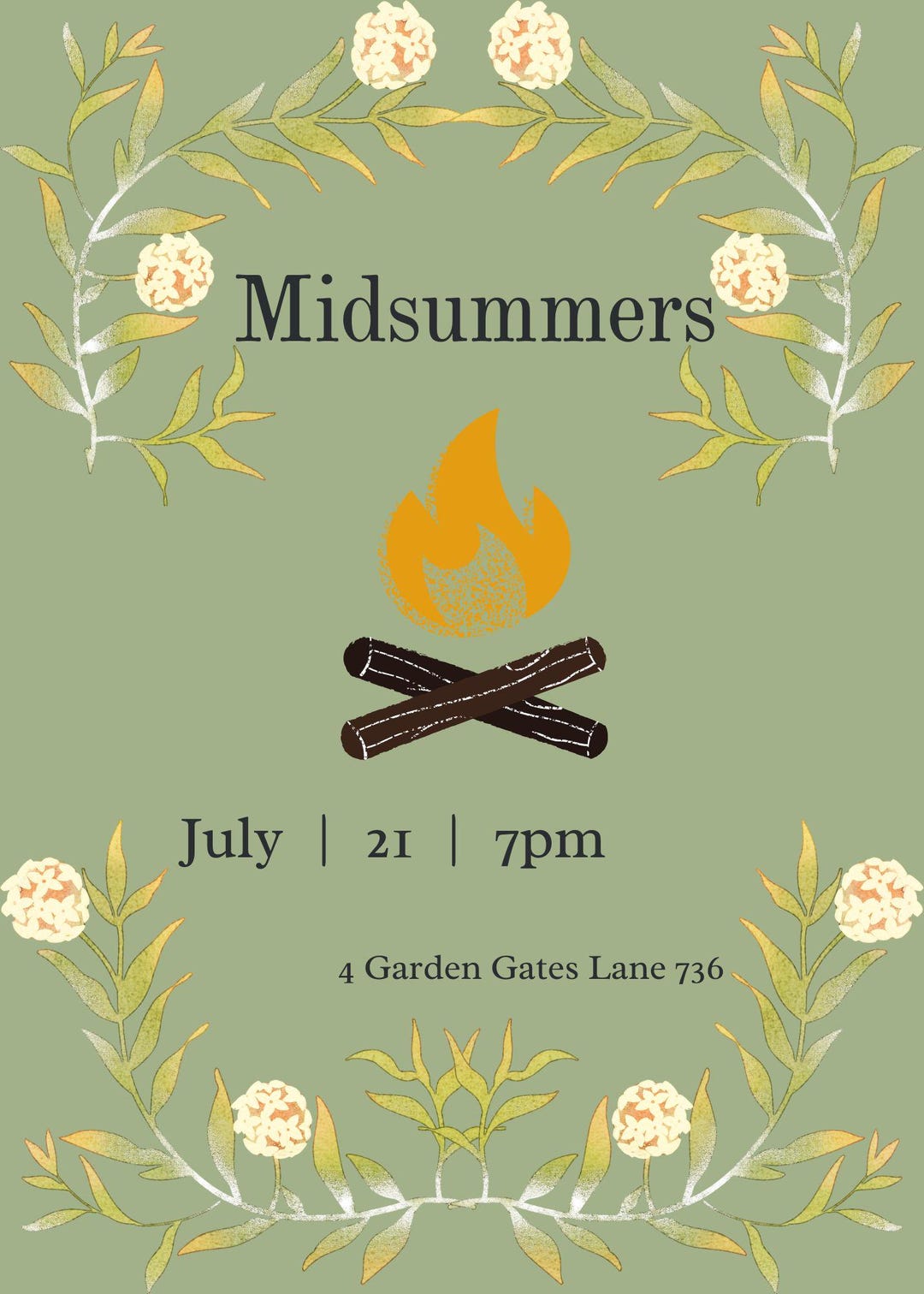Midsummers Invitation Template - Etsy
