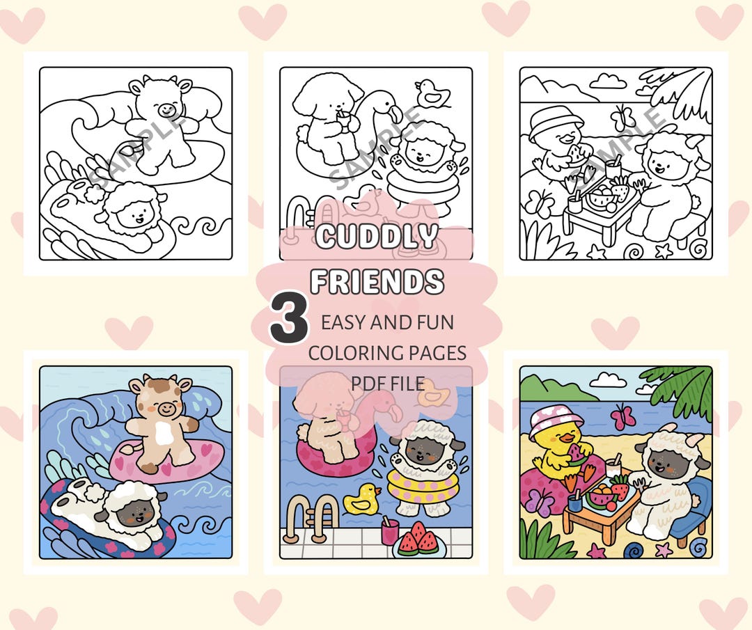 Cuddly Friends Coloring Pages: Vacation Activity Bundle (printable PDF ...