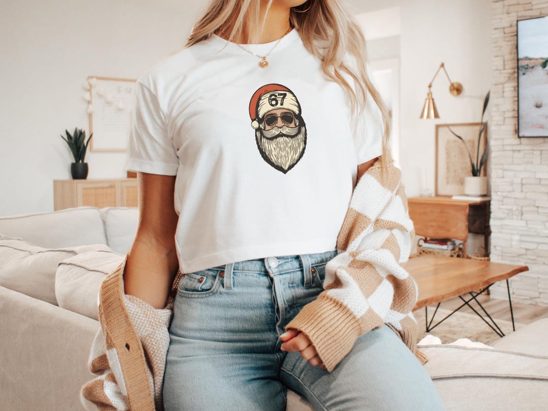 Retro Santa 67 Crop Top – Vintage Christmas Aesthetic Shirt, Groovy ...