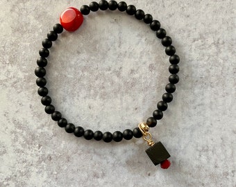 Azabache Skull Bracelet Jet Stone Bracelet Black Onyx Matte | Etsy