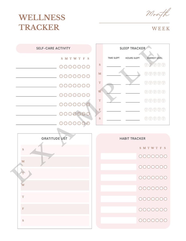 Wellness Tracker Printable | Weekly Self-care, Sleep & Habit Tracker ...