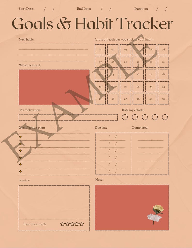 30-day Goals & Habit Tracker | Printable Daily Habit Planner ...