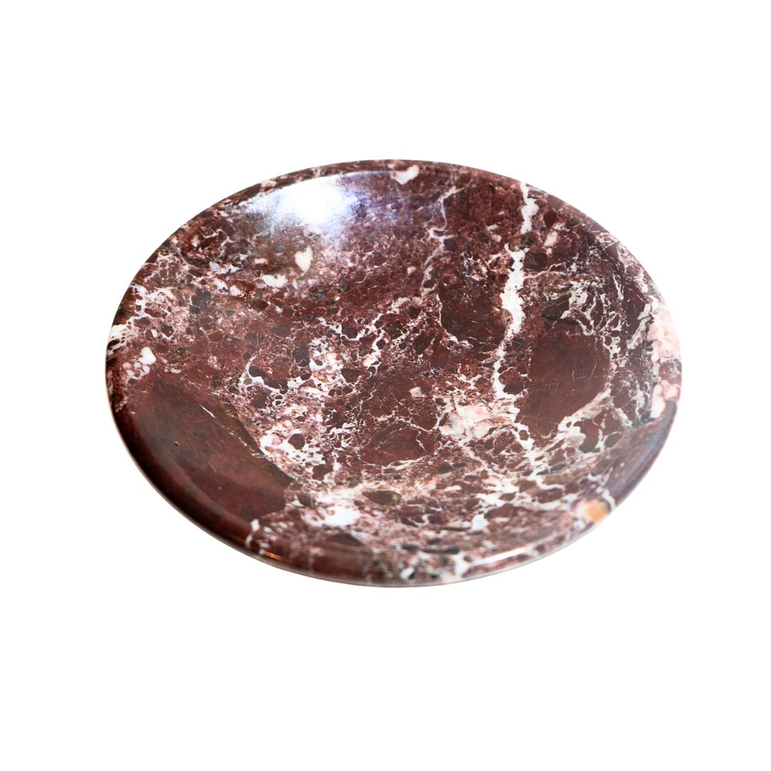 Vintage German Marble Dish – Handmade Stone Plate – Red Marble ...