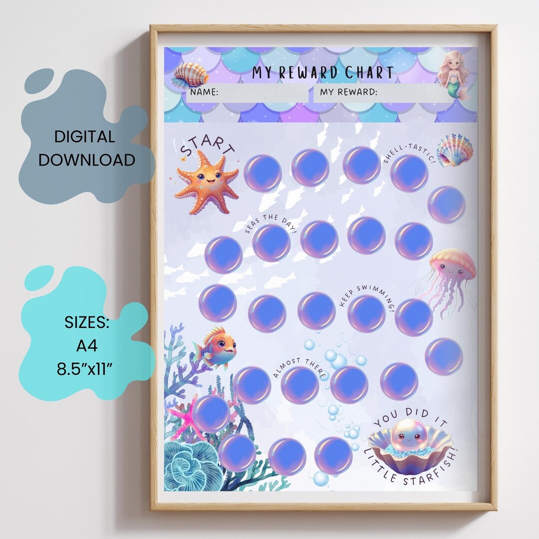 Ocean Theme Reward Chart: Under the Sea Printable Chore Chart (instant ...