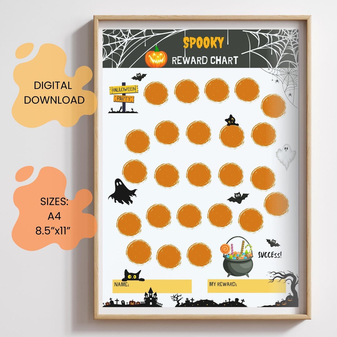 Spooky Halloween Reward Chart: Kids Chore & Behavior Tracker (PDF ...