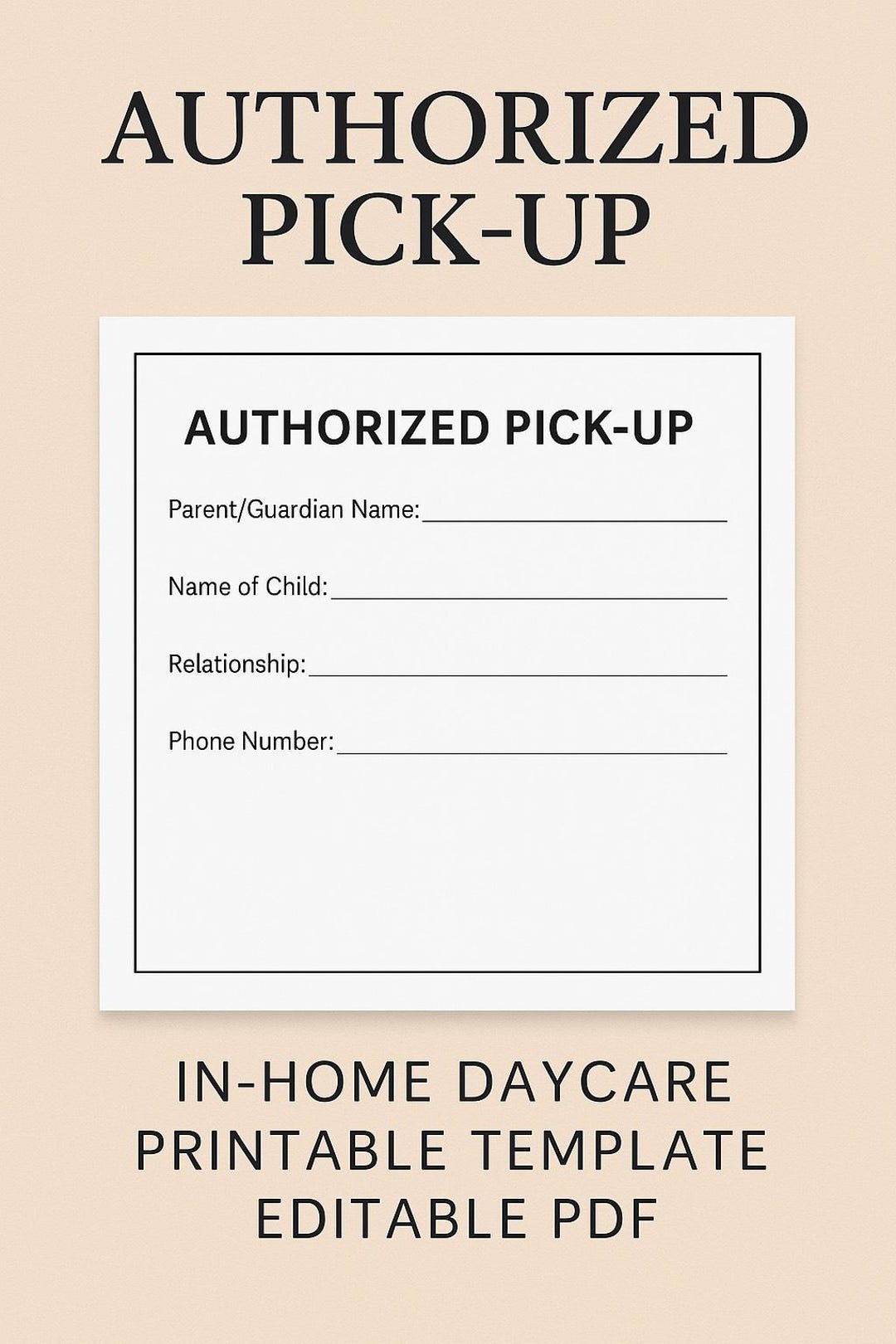 Authorized Pickup Form Template - Etsy