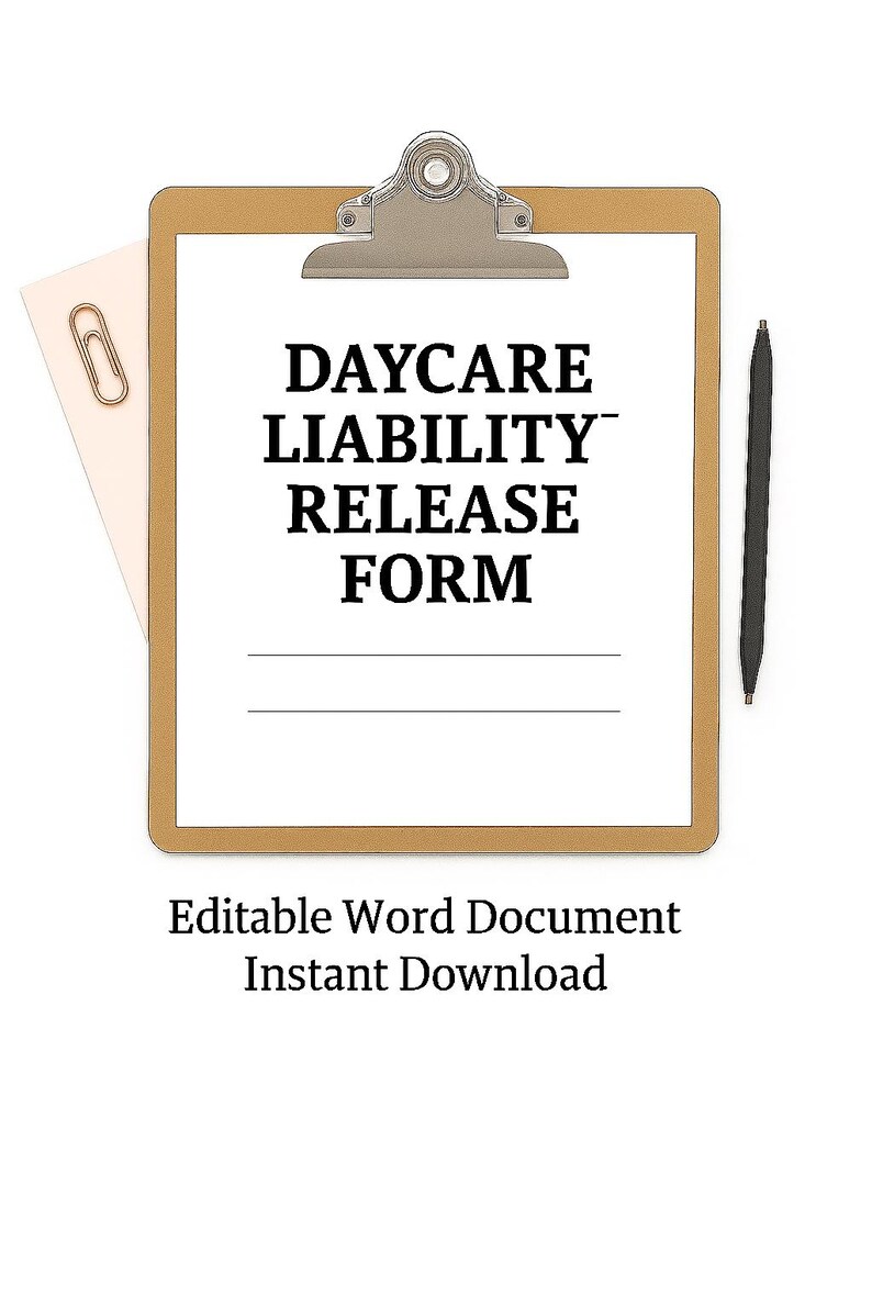 In-home Daycare Liability Release Form | Editable Word Document ...