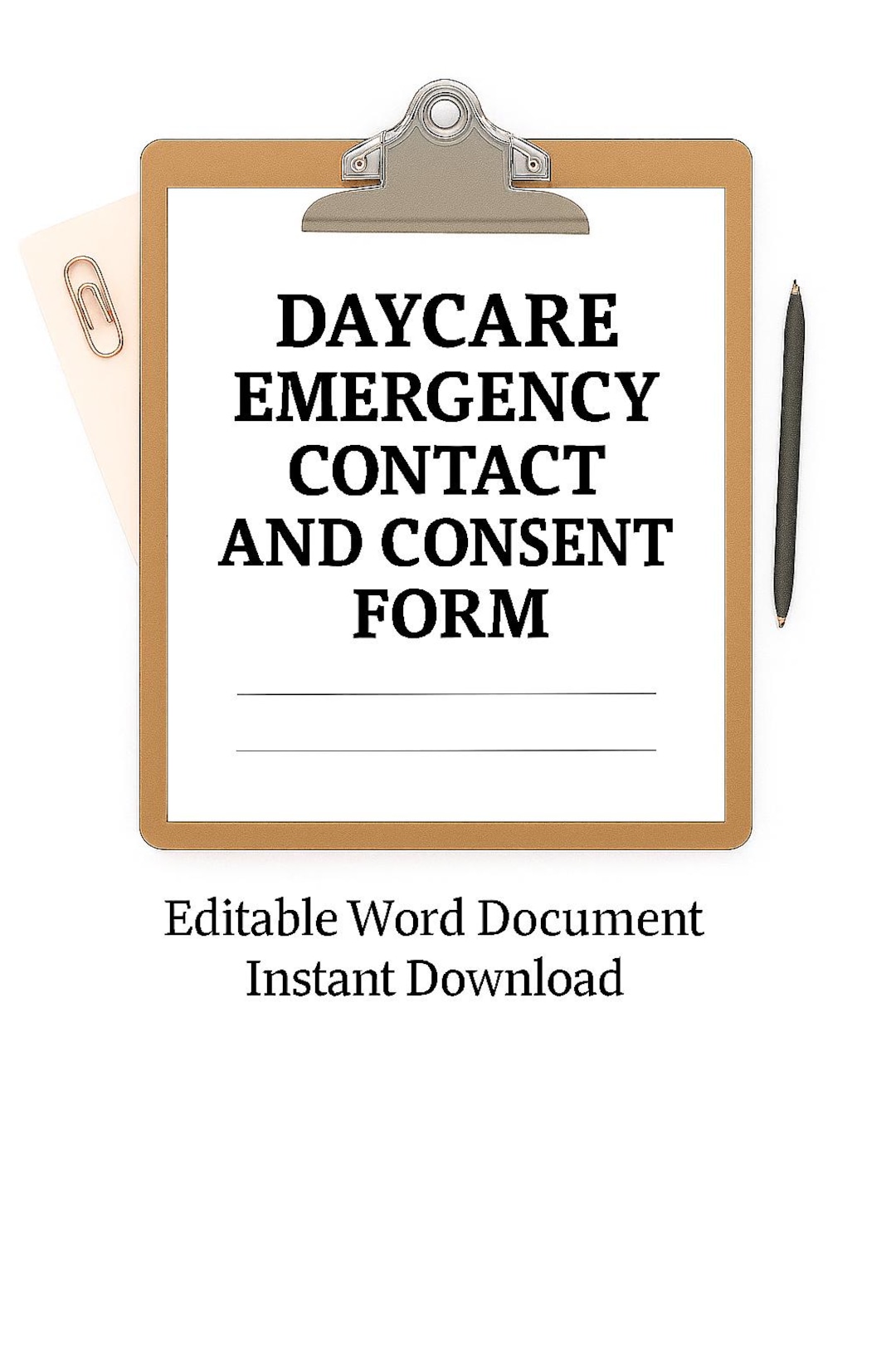 Daycare Emergency Contact & Consent Form | Editable Word Document ...
