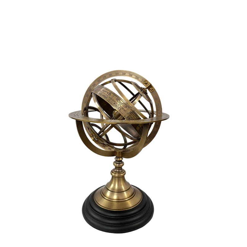 Brass Armillary Sphere Globe Clock –vintage Nautical Compass Astrolabe ...