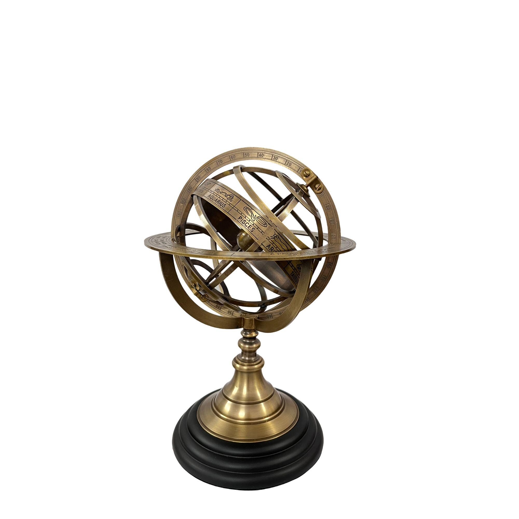 Brass Armillary Sphere Globe Clock: Vintage Nautical Astrolabe Desk ...