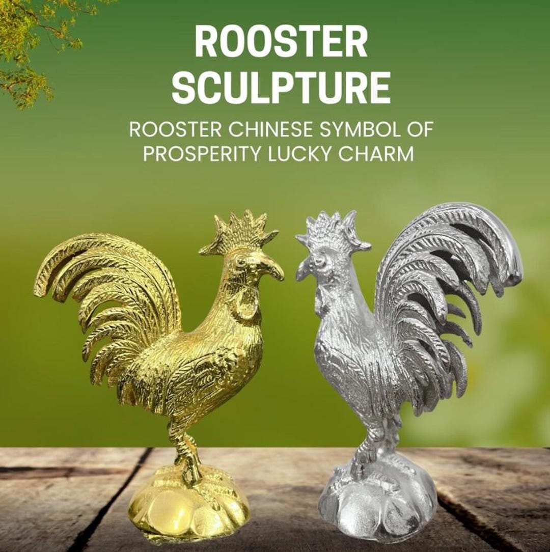 Golden & Silver Rooster Sculpture – Prosperity Symbol | Decorative ...