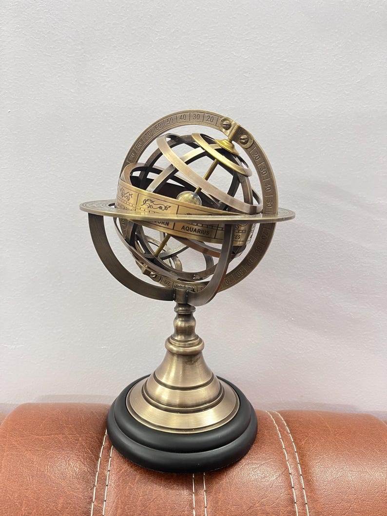 Brass Armillary Sphere Globe Clock –vintage Nautical Compass Astrolabe ...