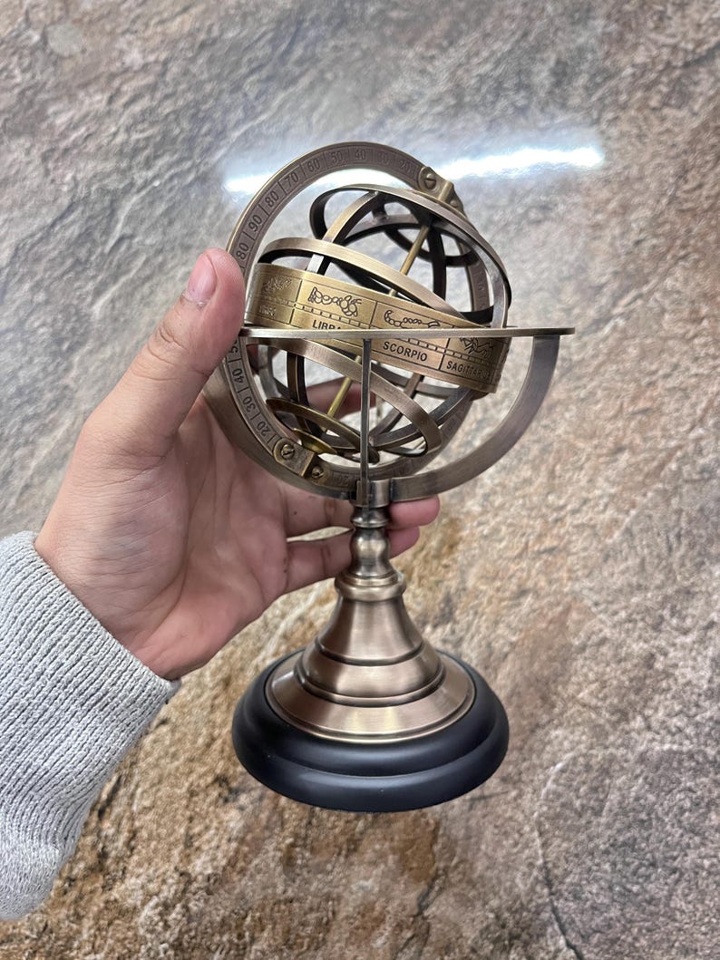 Brass Armillary Sphere Globe Clock: Vintage Nautical Astrolabe Desk ...
