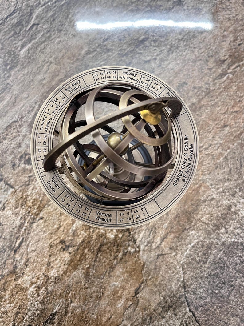 Brass Armillary Sphere Globe Clock –vintage Nautical Compass Astrolabe ...