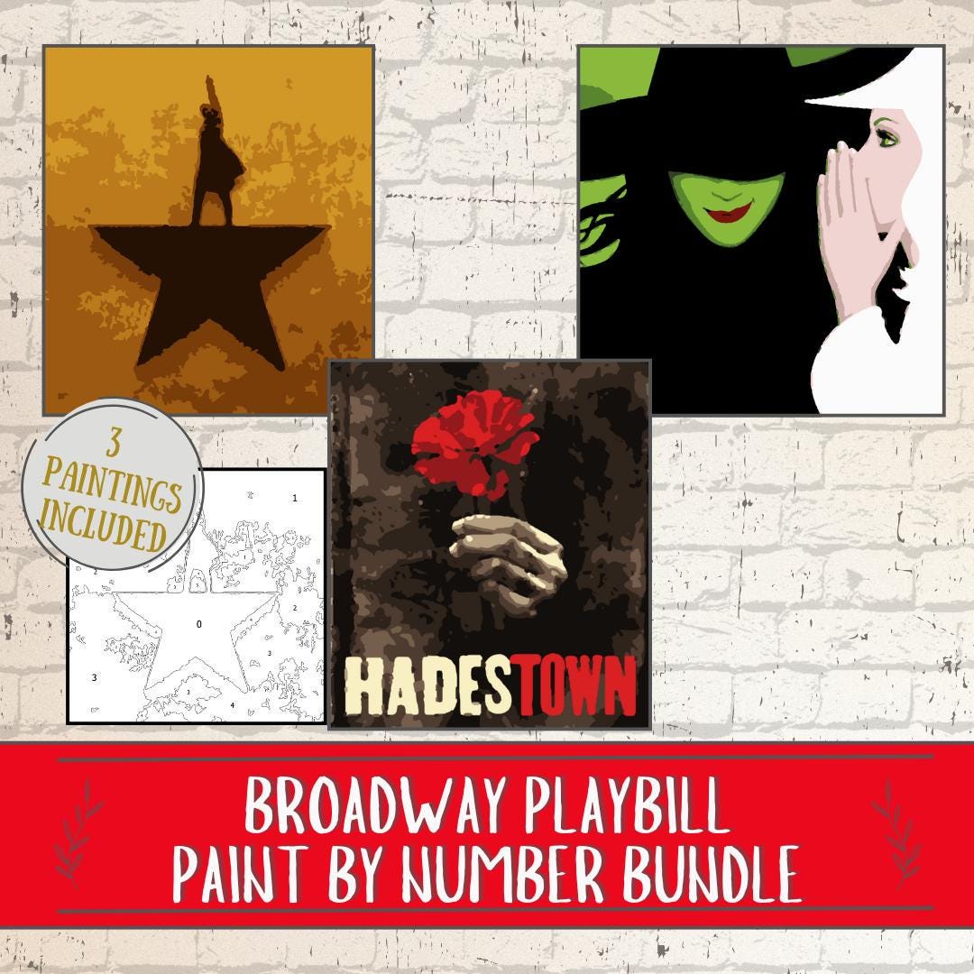Broadway Paint by Numbers Bundle | Wicked, Hamilton, Hadestown Playbill ...