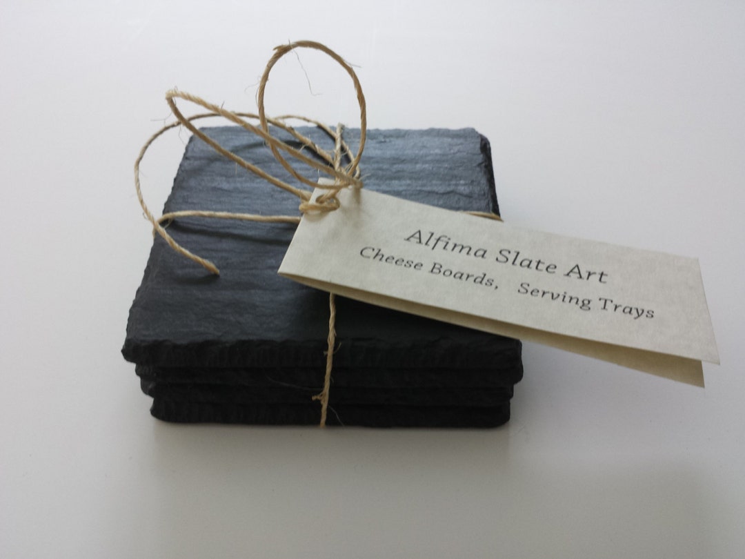 NATURAL SLATE COASTERS Set of 4 - Etsy