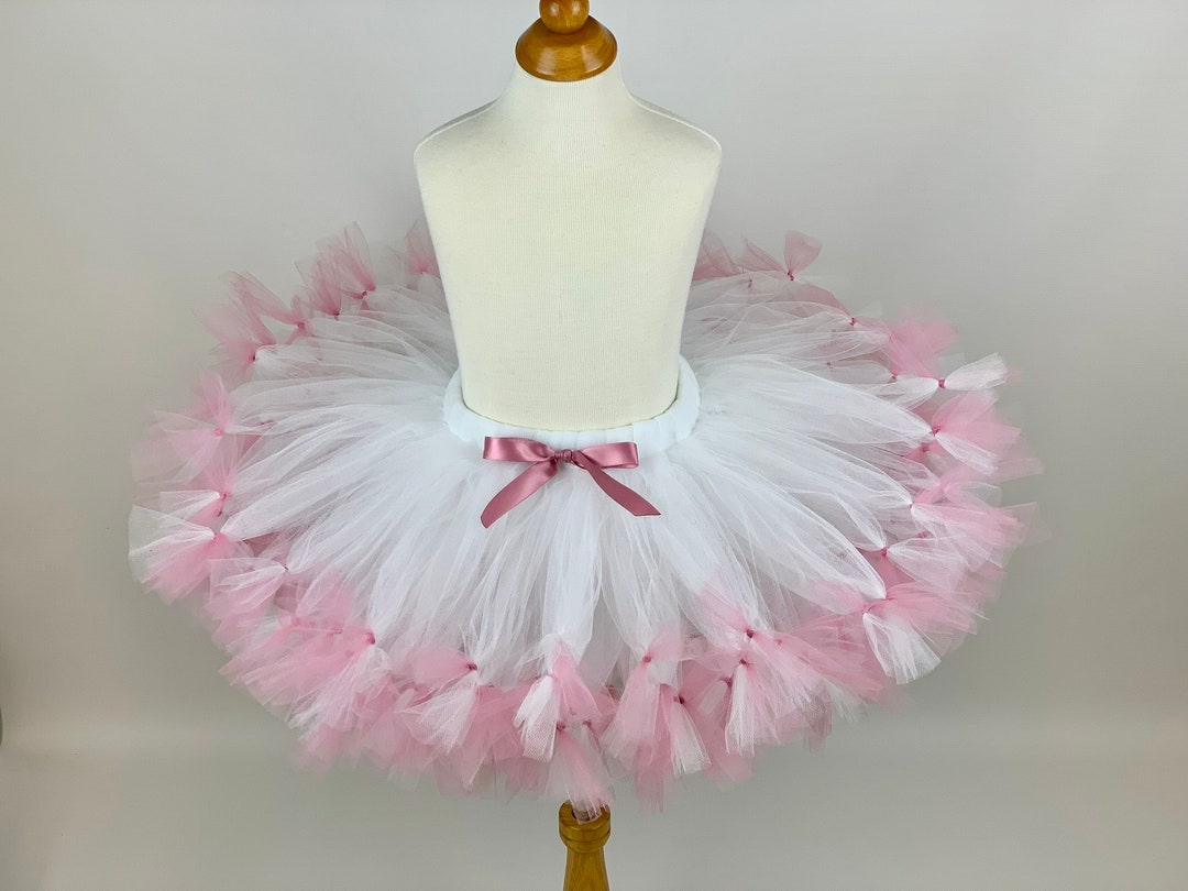 White and Rosy Mauve Petti Tutu, Valentine's Day Sewn Petti Skirt ...