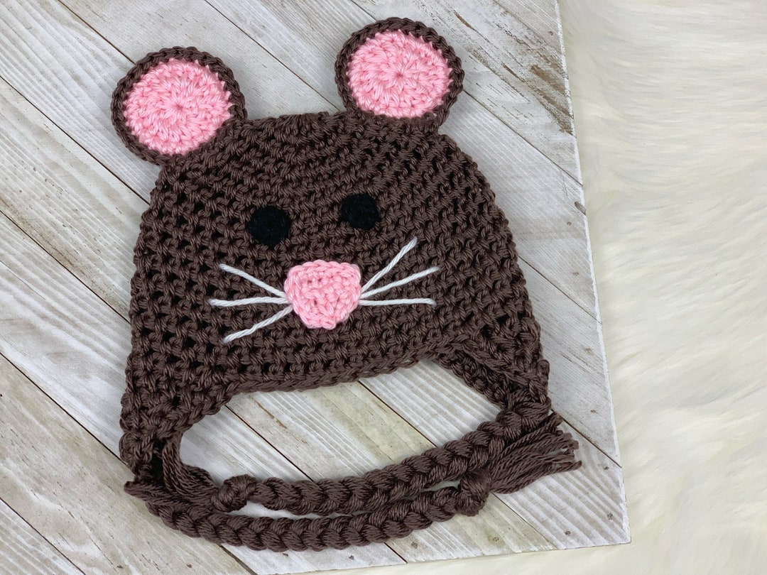 Brown Mouse Crochet Hat, Rat Hat, Halloween Costume, Child Toddler ...
