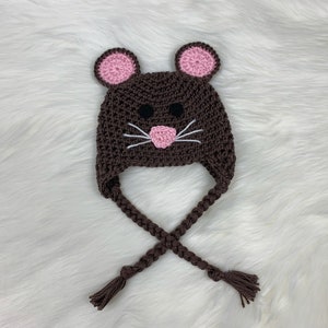 Brown Mouse Crochet Hat, Rat Hat, Halloween Costume, Child Toddler ...
