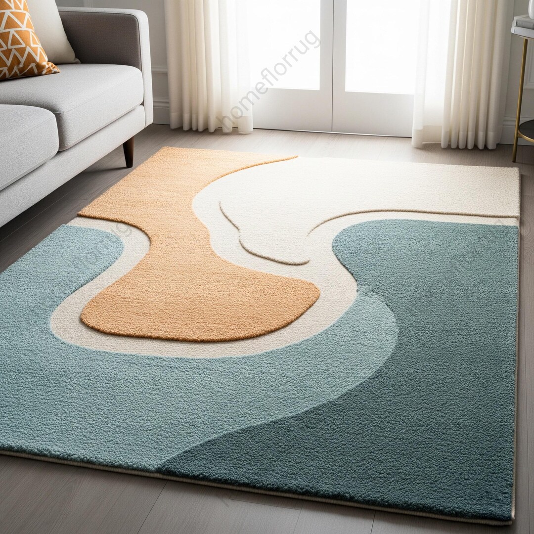 Multicolor Abstract Hand Tufted High Low Texture Wool Rug, Modern ...