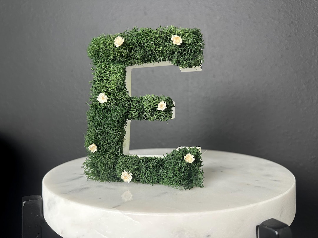 Custom Flower Moss Letter 4.75" – Preserved Green Initial, Eco-friendly ...