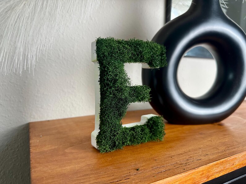 Custom Moss Letter 4.75" – Preserved Green Flower Initial, Eco-friendly ...