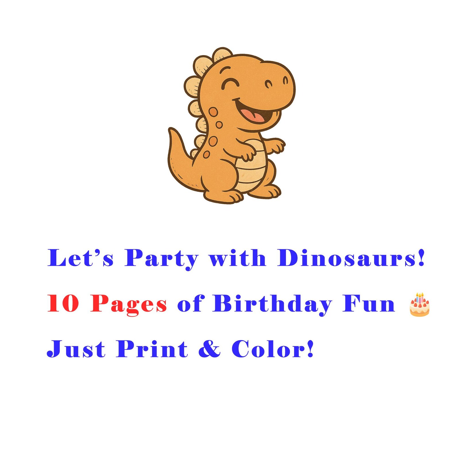 Dinosaur Birthday Coloring Book – 10 Printable Pages for Kids | Cute ...