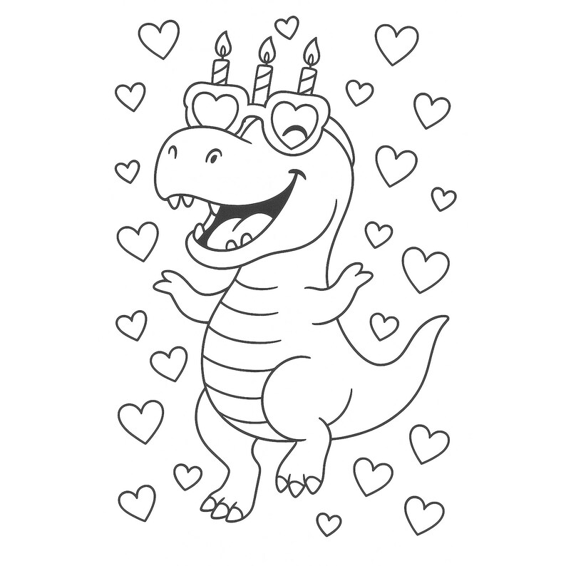 Dinosaur Birthday Coloring Book – 10 Printable Pages for Kids | Cute ...