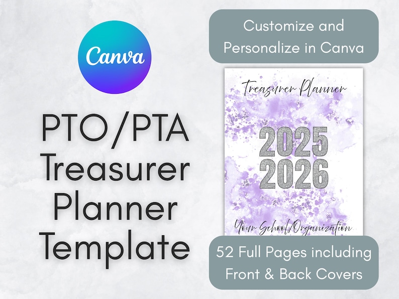 PTO/PTA Treasurer Planner Canva Template: 2025-2026 (digital Download ...