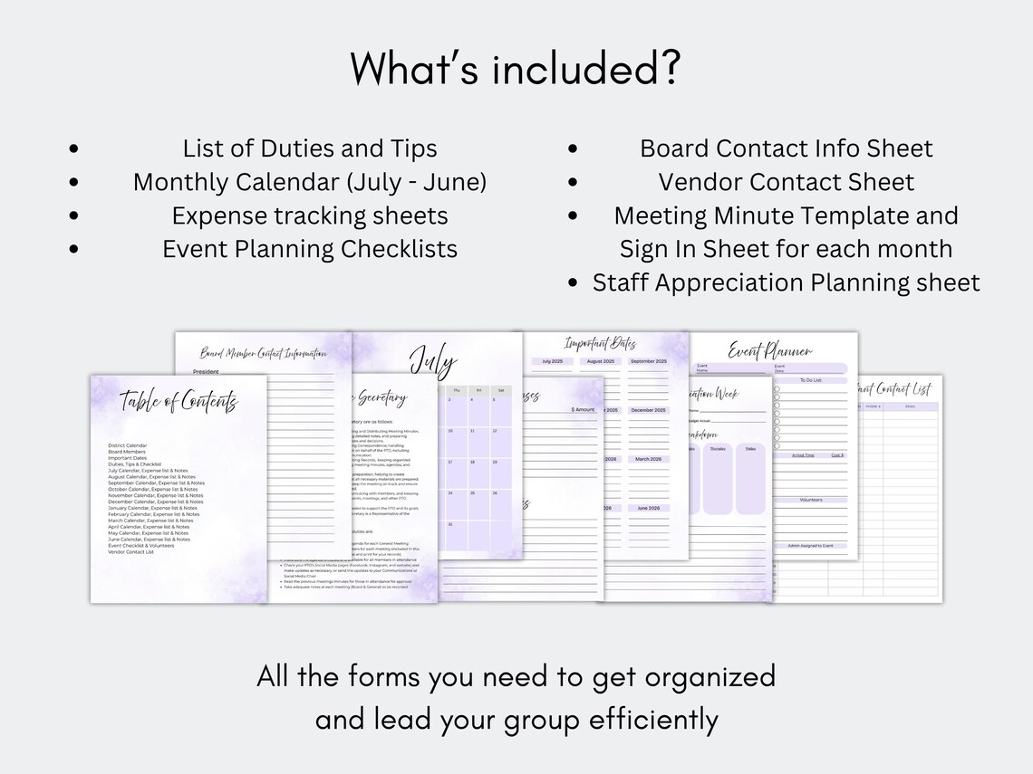 PTO/PTA Secretary Planner Canva Template - Etsy