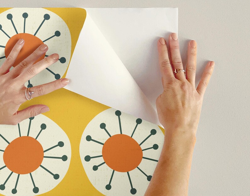 Atomic Starburst 60s Wallpaper | Mid-century Peel & Stick or ...