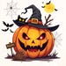Halloween Pumpkin PNG | Spooky Jack-o’-lantern With Witch Hat, Black ...