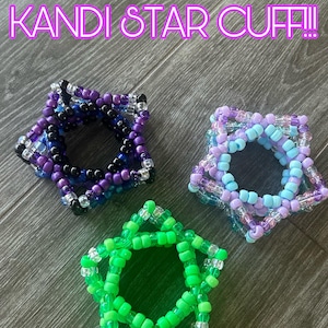 Kandi Star Cuff Bracelet, Premade or Customizable, Perfect Party Favors ...