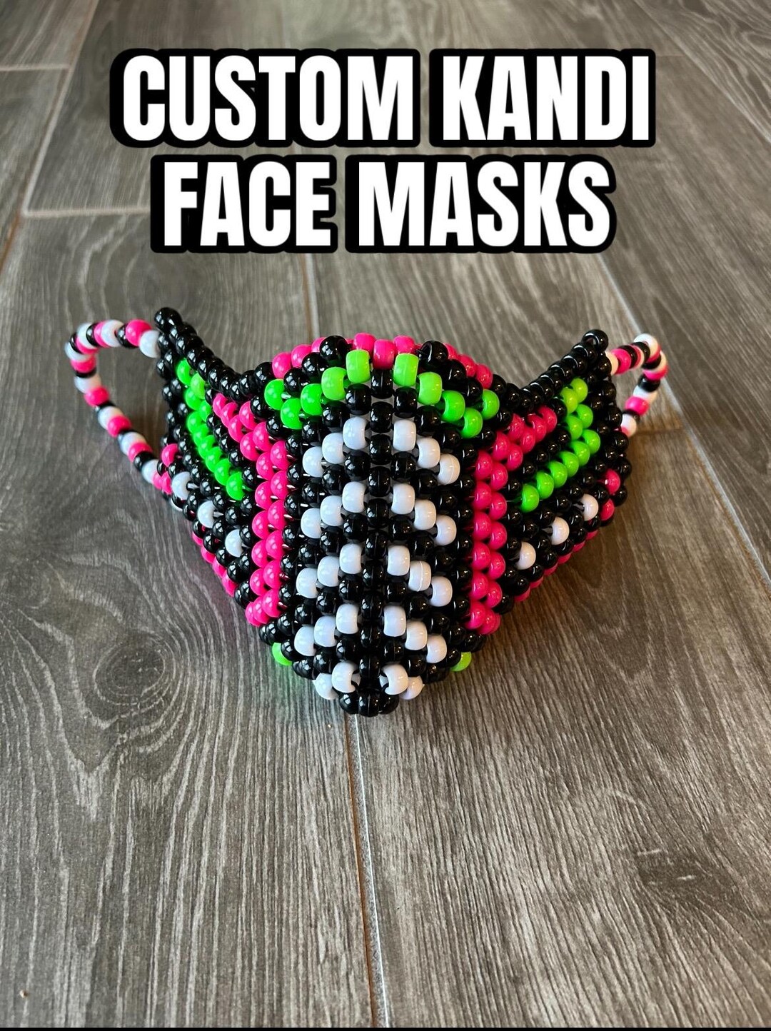 Kandi Custom Beaded Face Mask, Customizable, Party Favors, Birthday ...