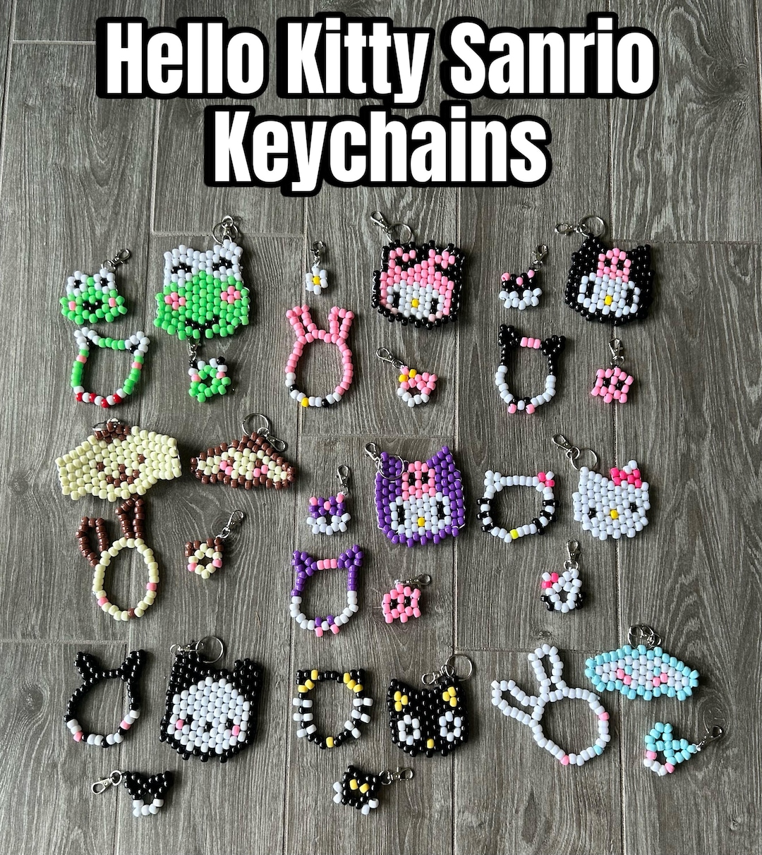 Kandi Hello Kitty Sanrio Keychain Bundle, Packages, Premade, Handmade ...