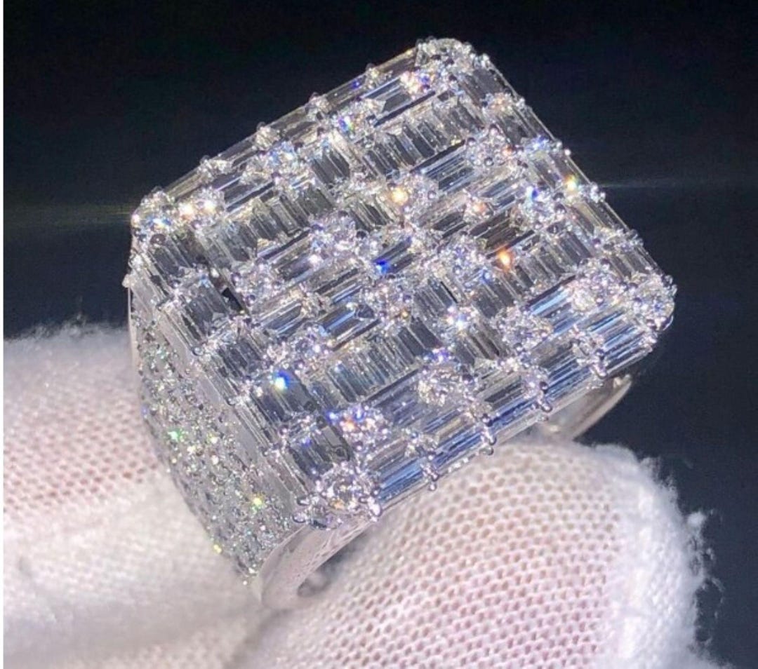 Iced Out Ring for Men Baguette Iced Out Diamond Ring Custom Ring Hip ...