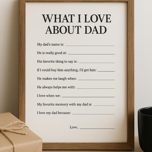What I Love About Dad” Printable – Father’s Day Gift From Kids ...